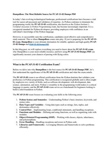 PCAP-31-03 Dumps PDF: Download Now from DumpsBoss