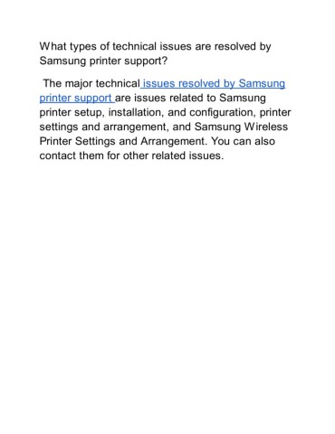 What types of technical issues are resolved by Samsung printer support?