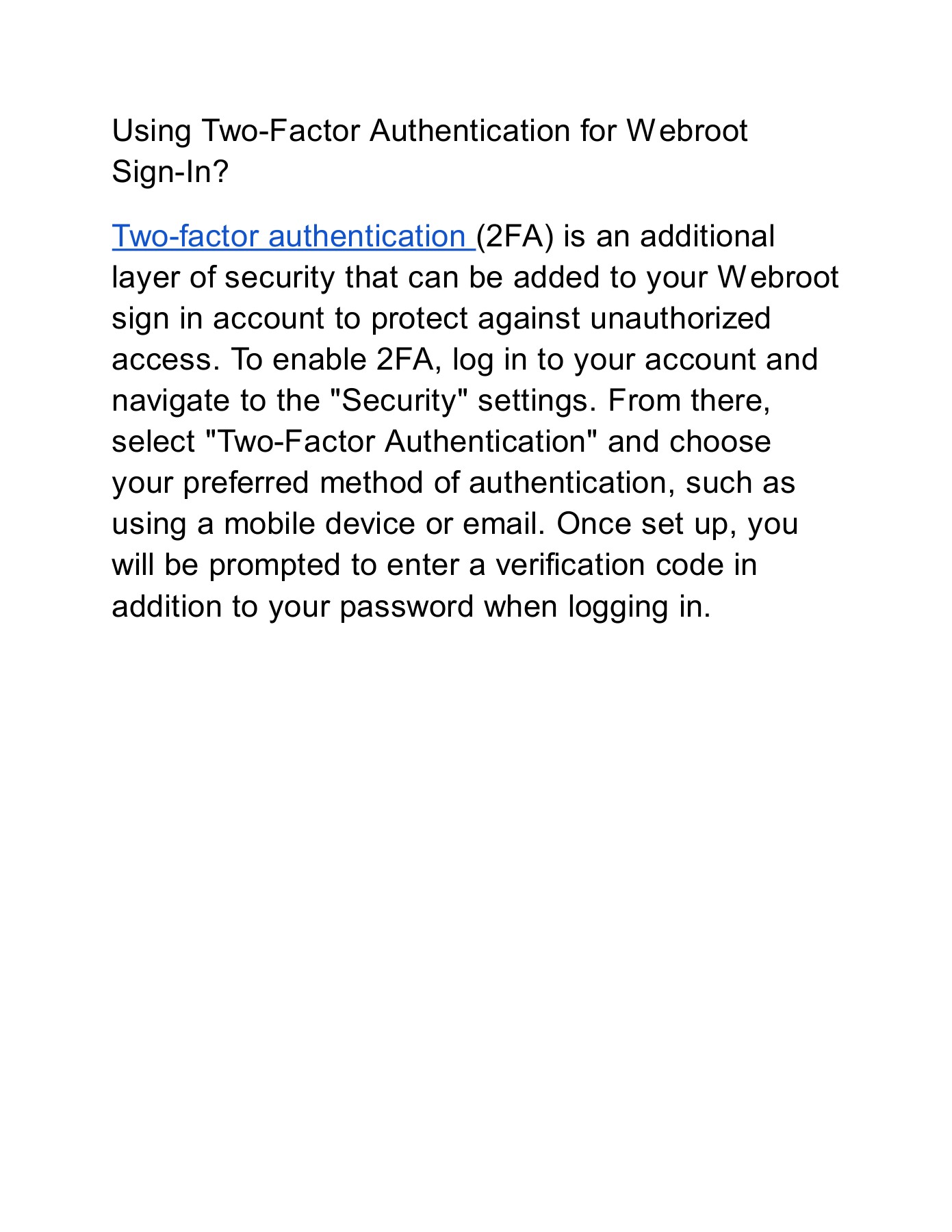 Using Two-Factor Authentication for Webroot Sign-In? - remik reese - Page 1 - 1 | Flip PDF ...