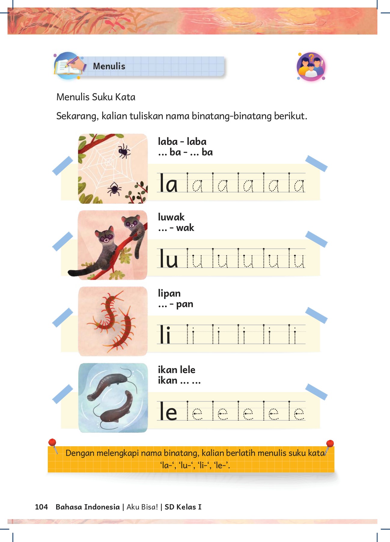 Bahasa Indonesia Kelas 1 Kurikulum Merdeka - MI Ma'arif Batursari 01 - Halaman 114 | PDF Online ...