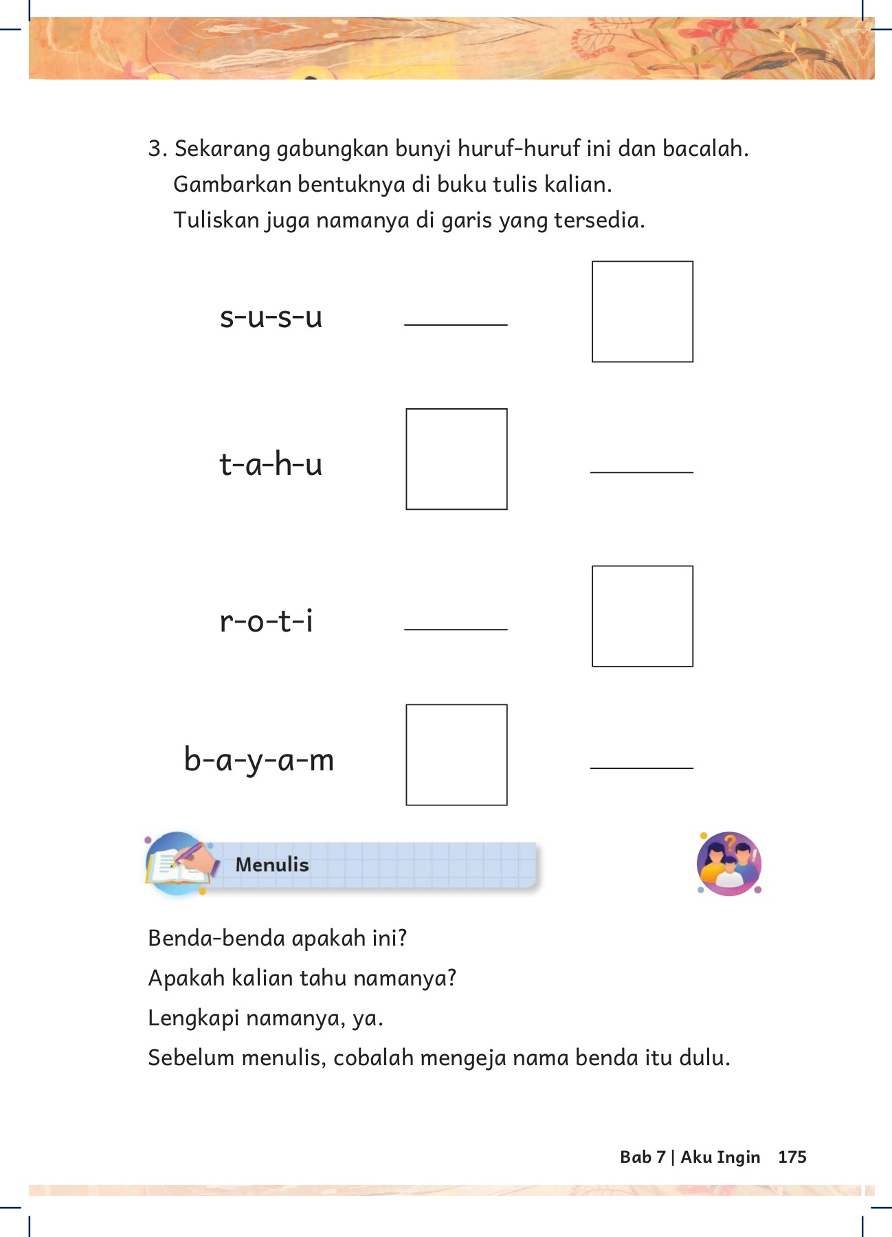 Bahasa Indonesia Kelas 1 Kurikulum Merdeka - MI Ma'arif Batursari 01 - Halaman 185 | PDF Online ...