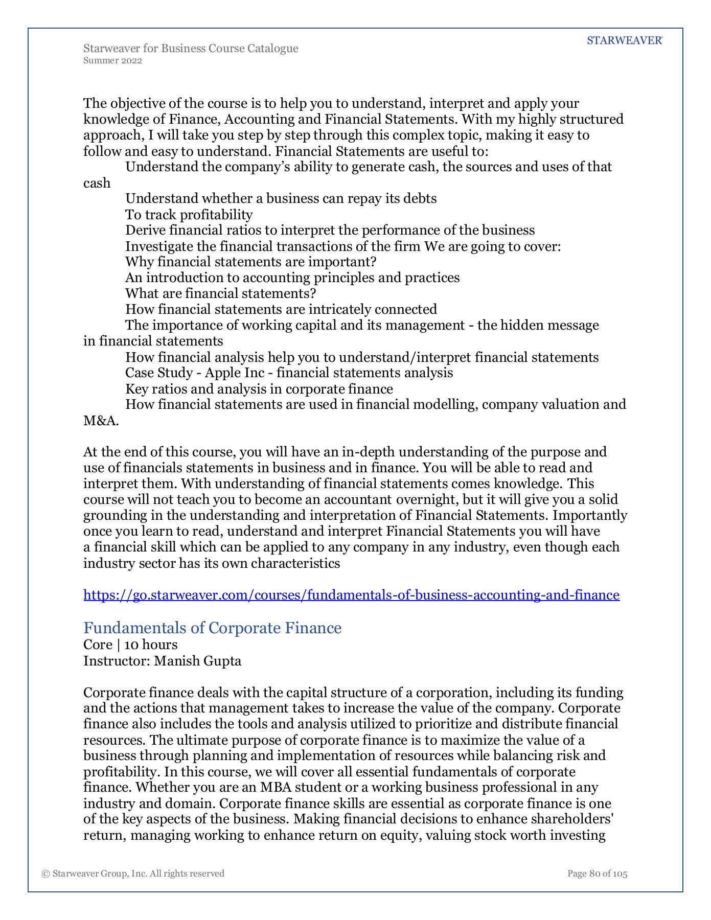 Starweaver for Business - Course Catalogue - Fall 2021 - paul.siegel ...