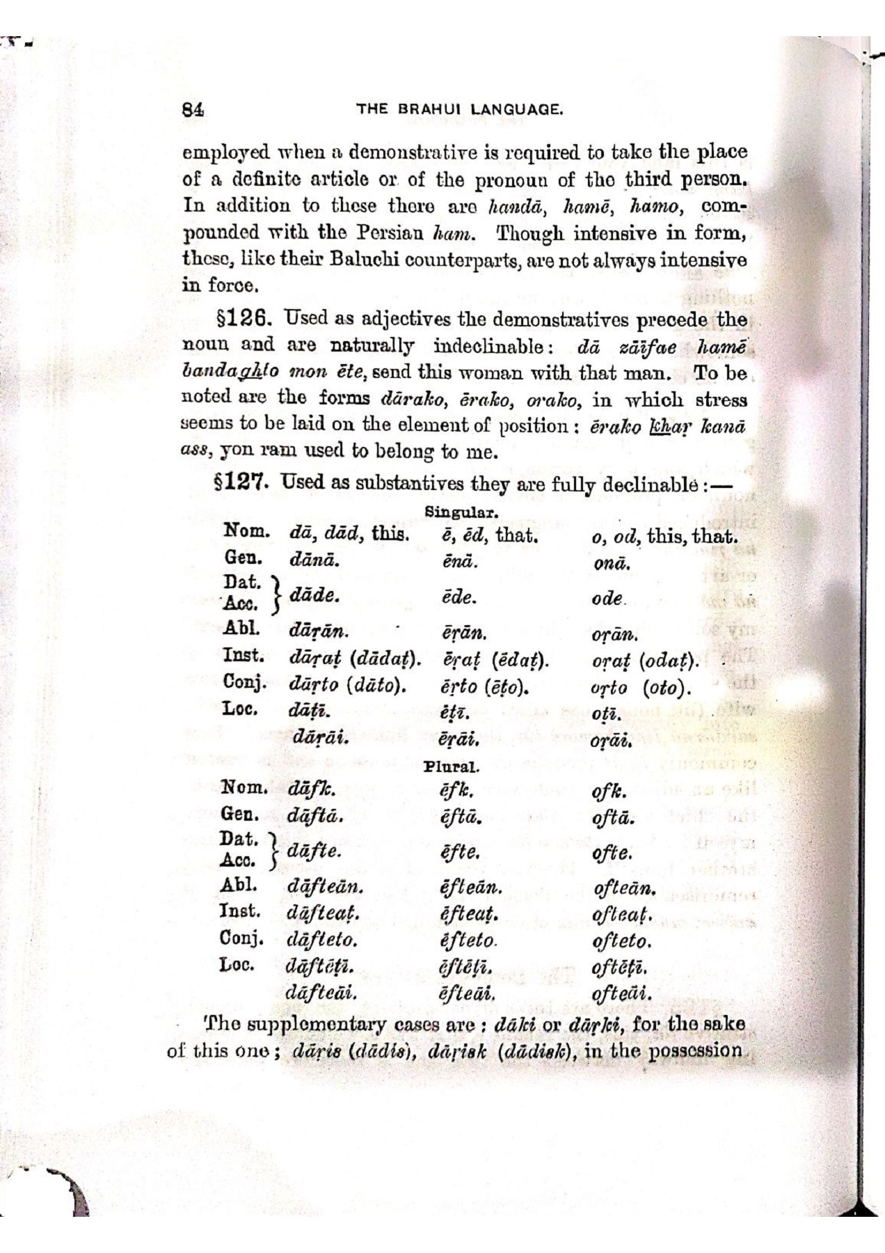 THE BRAHUI LANGUAGE PART-I INTRODUCTION AND GRAMMAR BY DENYS DE S BRAY ...