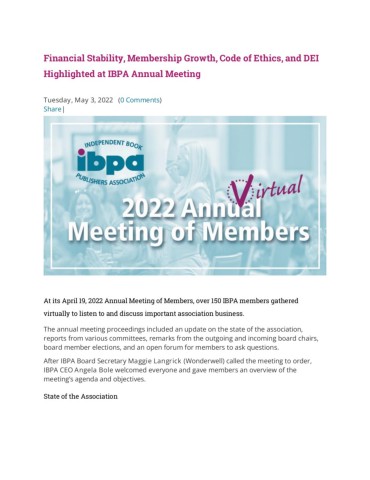 2022 Meeting of Members Report