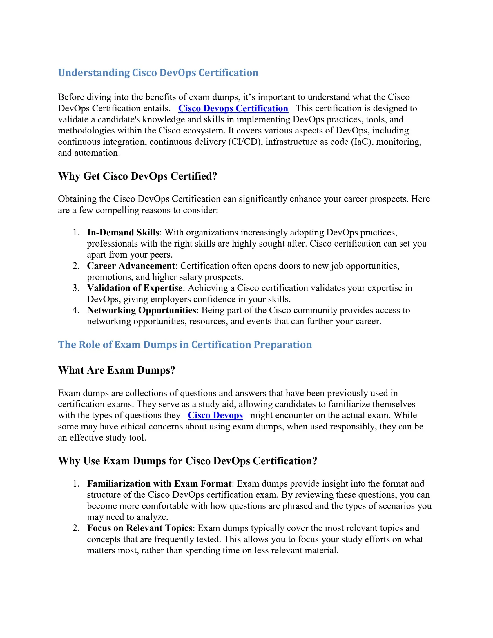 Why You Should Use Exam Dumps for Cisco DevOps Certification ...