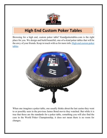 High End Custom Poker Tables Kandjpokertables
