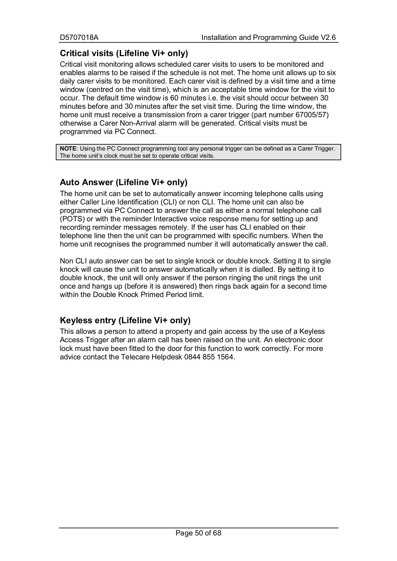 Lifeline VI Installation and programming guide - alex.coombes - Page 50 ...