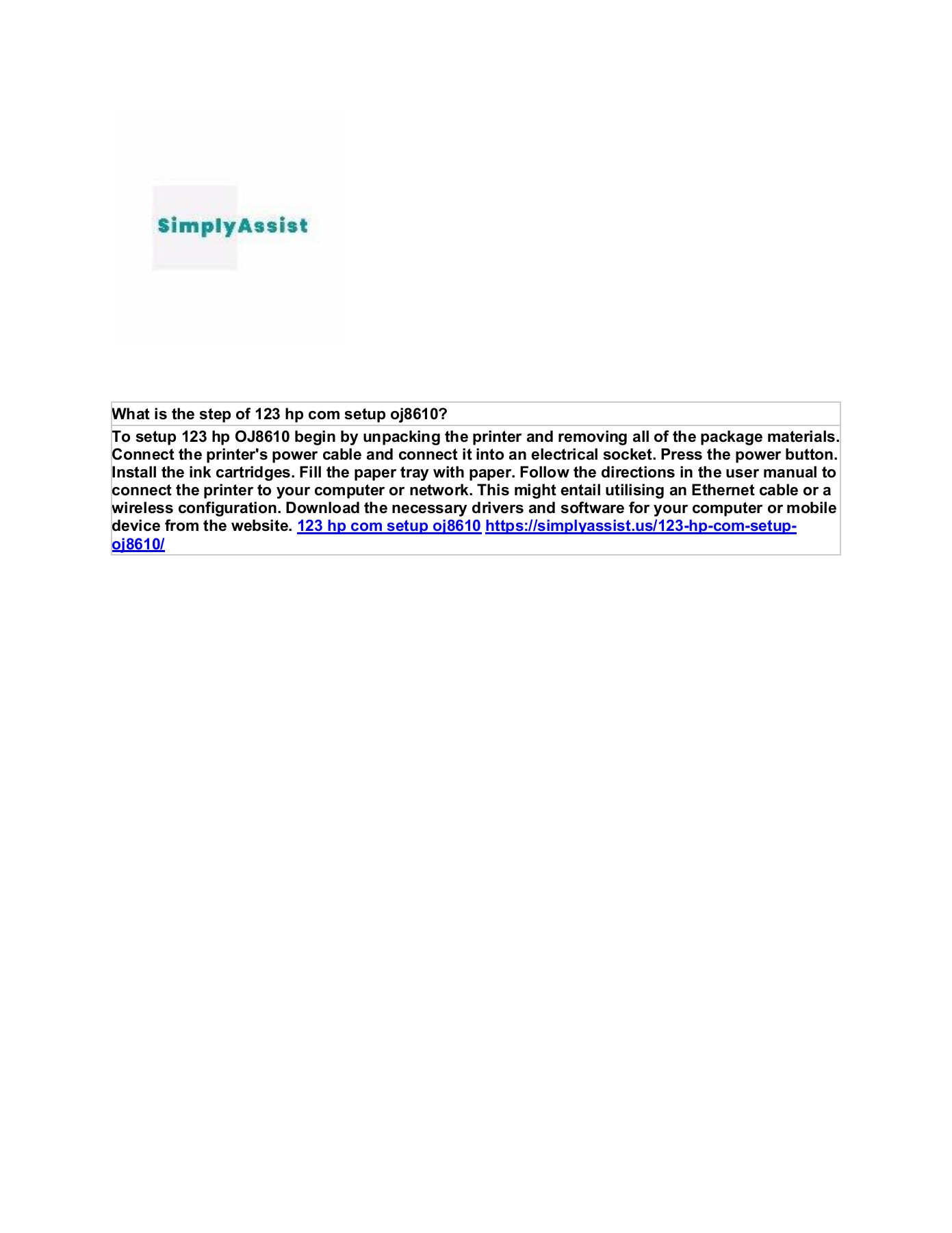 What is the step of 123 hp com setup oj8610? - c96675941 - Page 1 - 1 ...