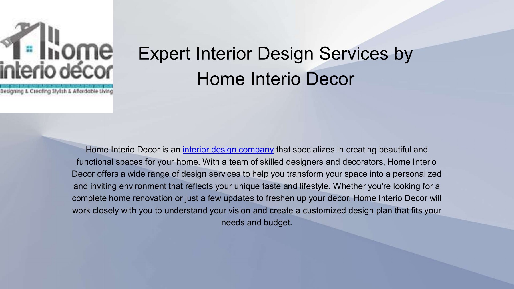 Expert Interior Design Services by Home Interio Decor - Home Interio ...