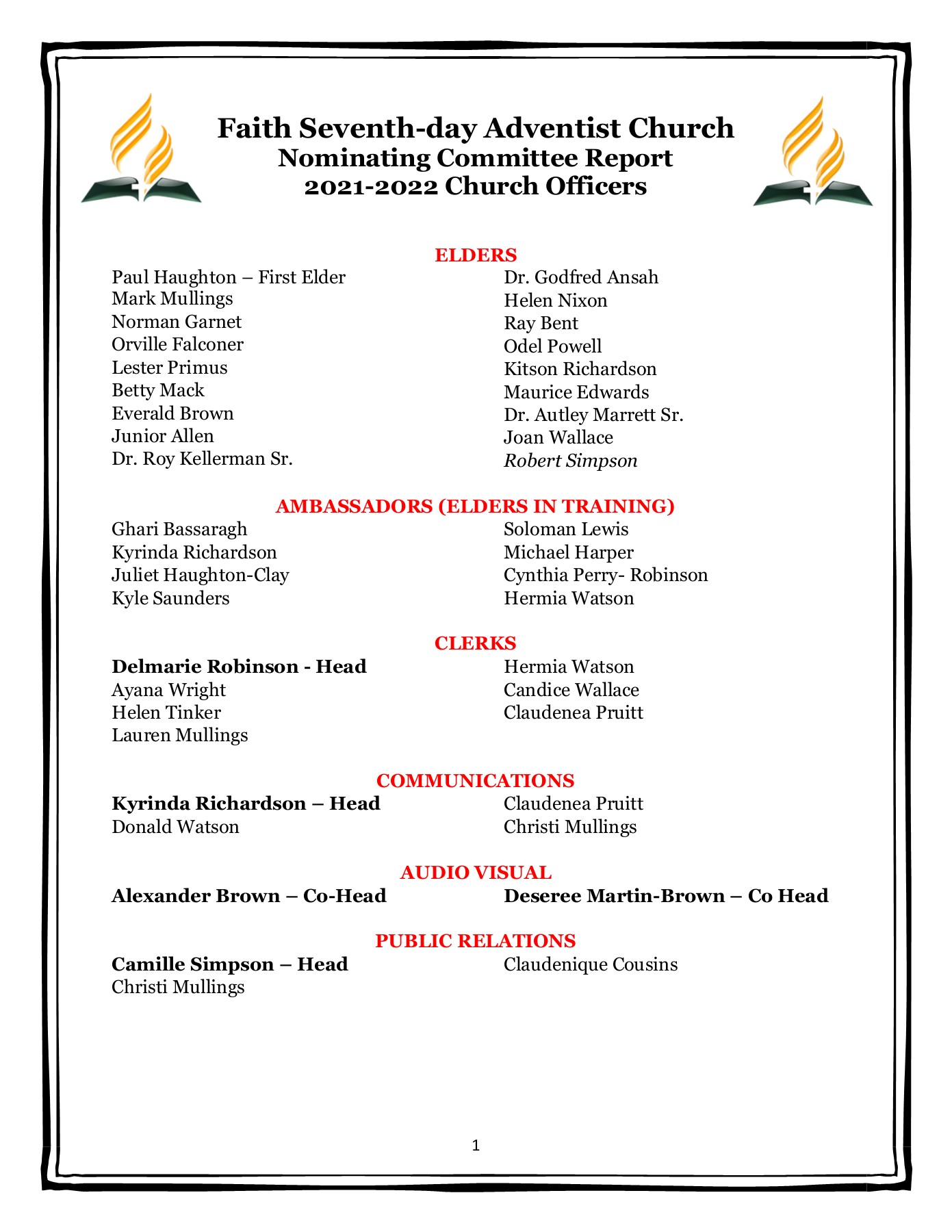 2021 Faith Nominating Committee Report - Revision 3-12 - Elder ...