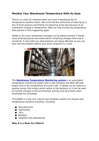 Monitor Your Warehouse Temperature With An Ease
