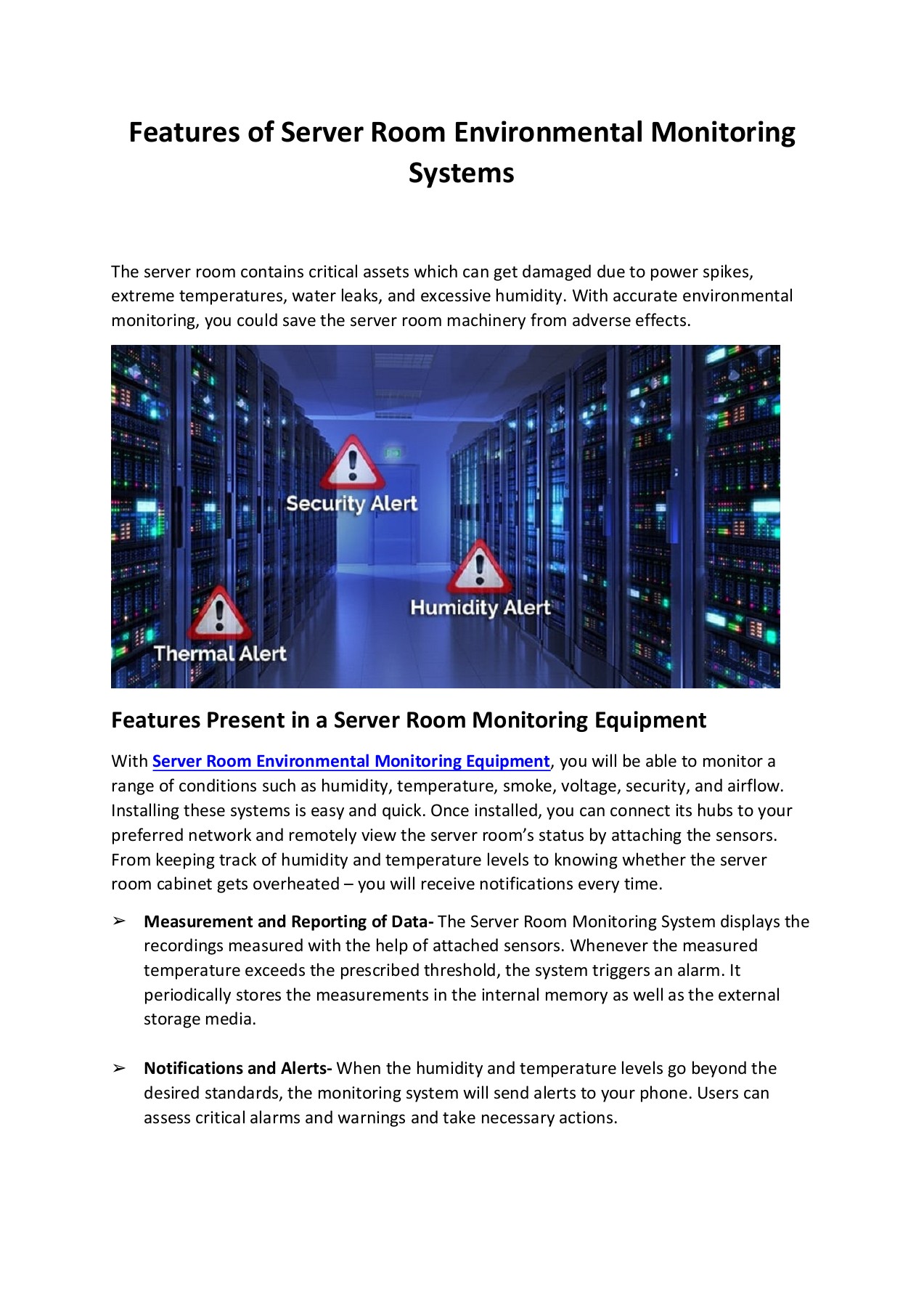 Features of Server Room Environmental Monitoring Systems - UbiBot ...