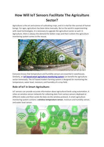 IoT Sensors Facilitate The Agriculture Sector
