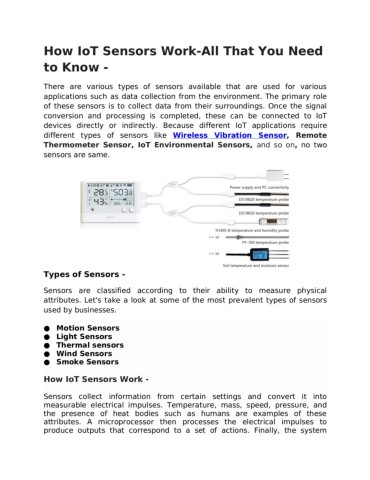 How IoT Sensors Work-All That You Need to Know