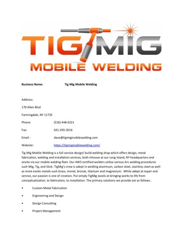 Tig Mig Mobile Welding