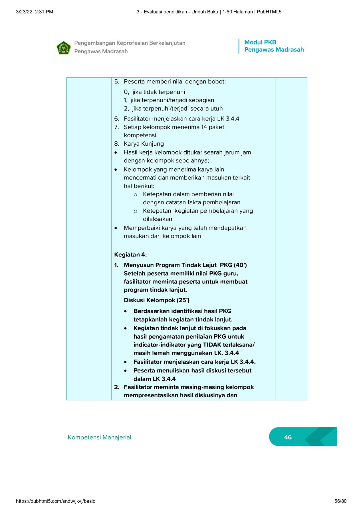 3 - Evaluasi pendidikan - Unduh Buku _ 1-50 Halaman _ PubHTML5 - Nurul Hidayah - Page 56 | Flip ...