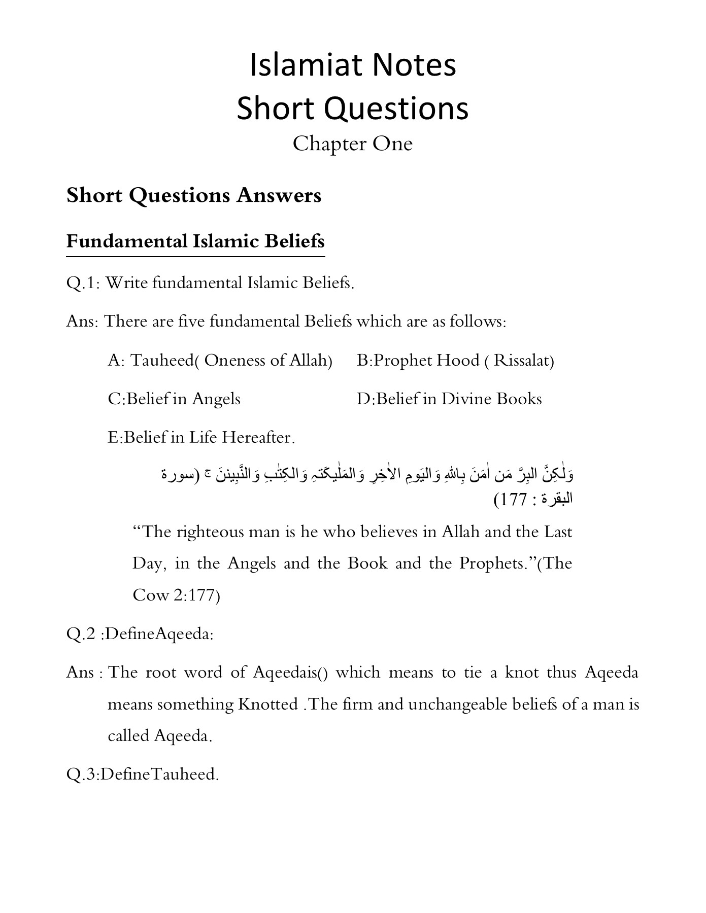 Islamiat Notes - sanafatimaji298 - Page 1 | Flip PDF Online | PubHTML5