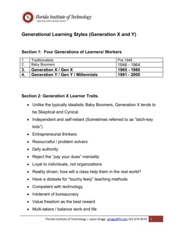 Generational Learning Styles Handout - robertusdjone - Page 1 - 4 ...