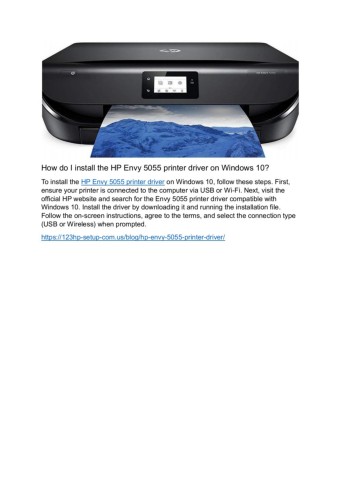 How do I install the HP Envy 5055 printer driver on Windows 10