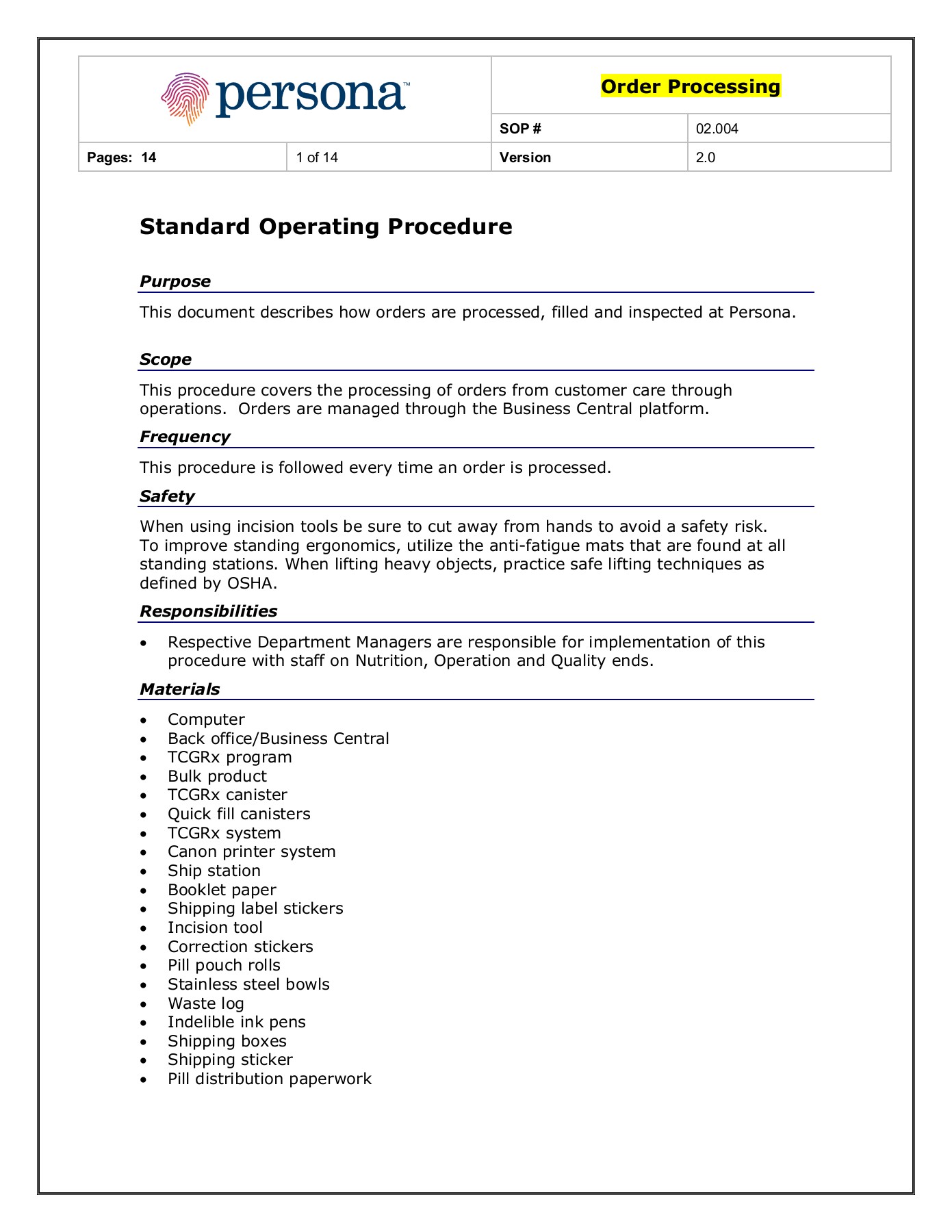02.004.02 Order Processing SOP - jenb - Page 1 - 14 | Flip PDF Online ...