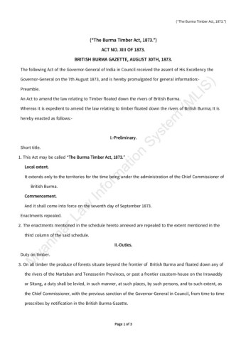 The Myanmar Timber Act 1873 - accmelibrary - Page 1 - 3 | Flip PDF ...