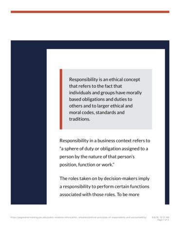 Ethical Principles of Responsibility and Accountability