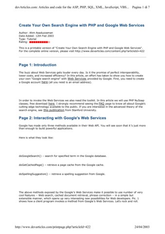 Create Search Engine With Php And Google Web Services
