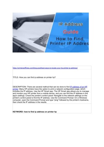 How you can find ip address on printer hp?