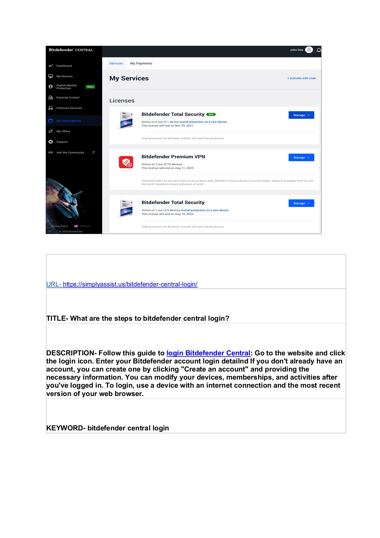 What are the steps to bitdefender central login? - Luna Fallon - Page 1 ...