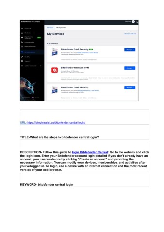 What are the steps to bitdefender central login? - Luna Fallon - Page 1 ...
