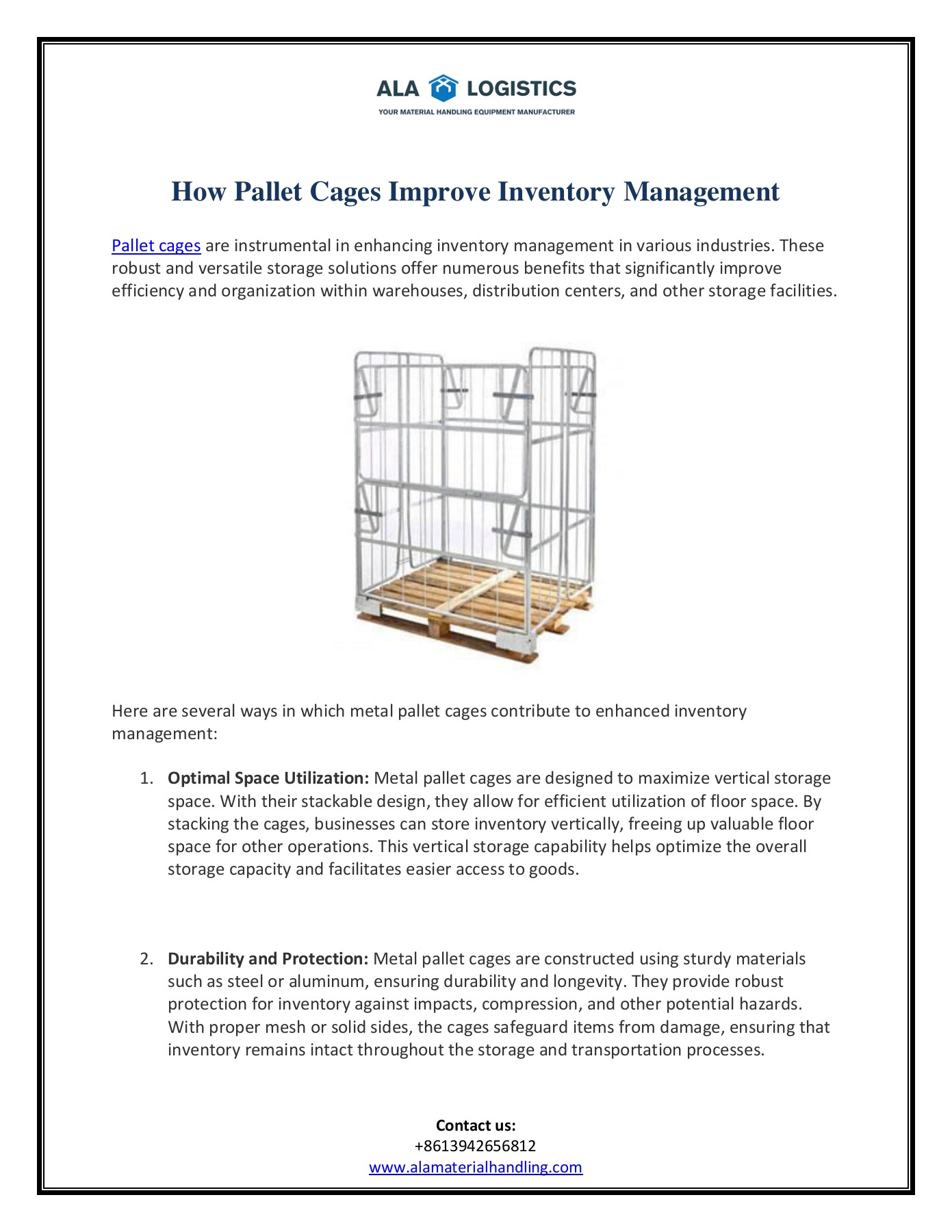 How Pallet Cages Improve Inventory Management - ALA Logistics - Page 1 ...