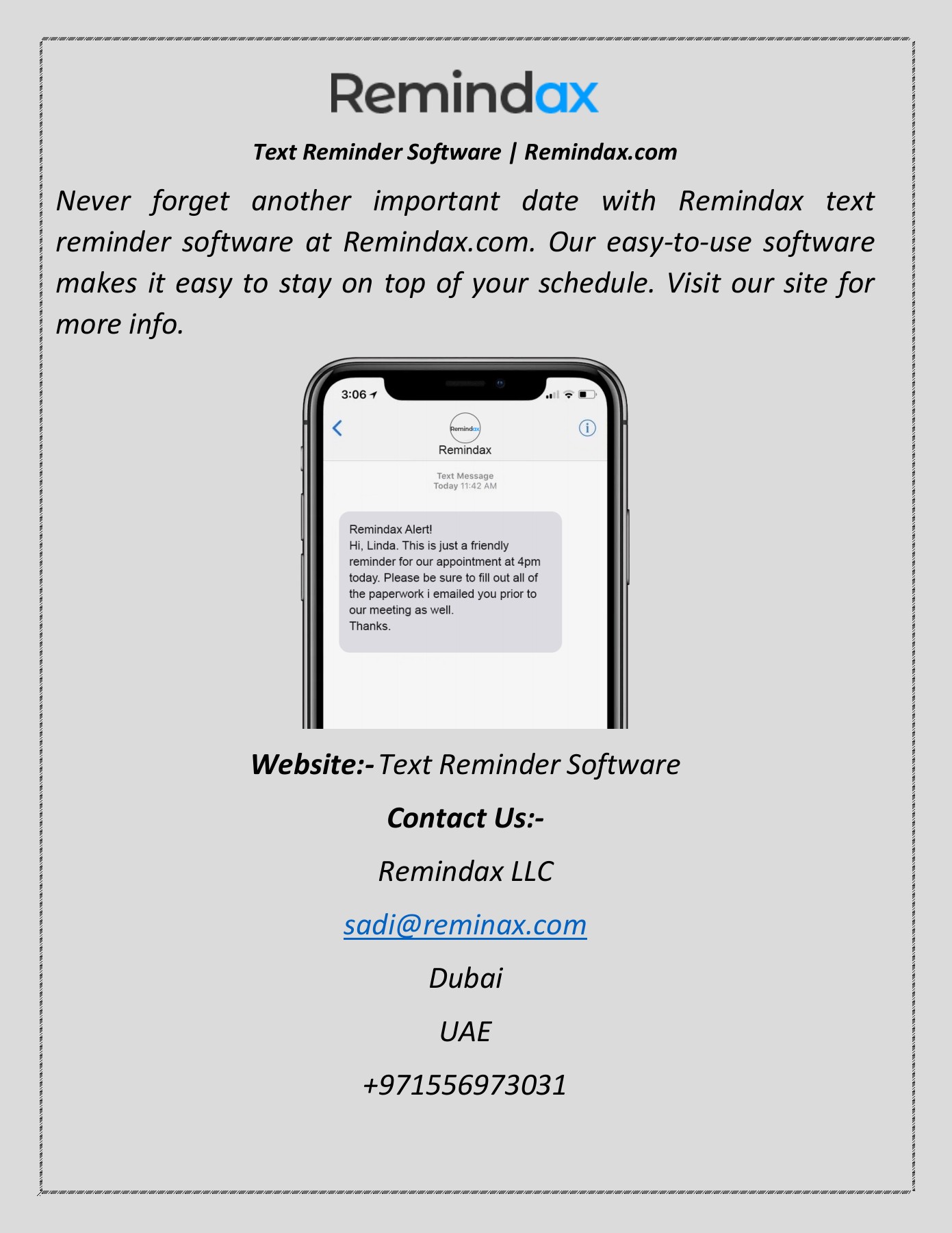 Text Reminder Software Remindax - Remindax LLC - Page 1 - 1 | Flip PDF ...