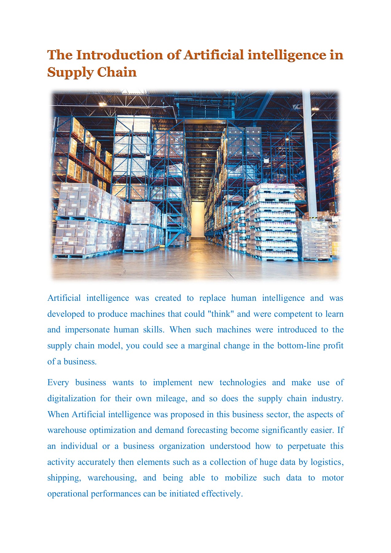 The Introduction of Artificial intelligence in Supply Chain - cds ltd - Page 1 | Flip PDF Online ...