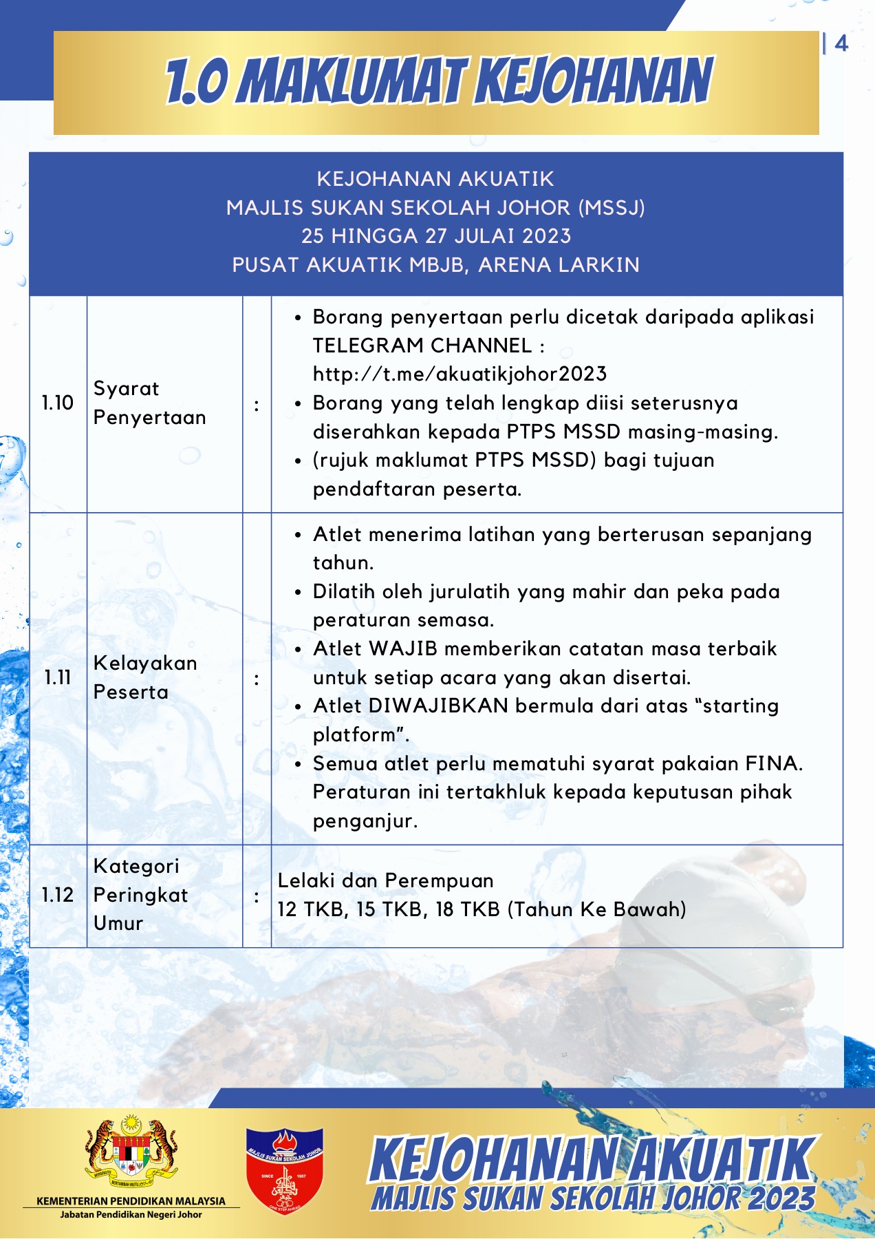 BUKU PROGRAM KEJOHANAN AKUATIK MSSJ 2023 PDF - WAN SHADIAWATIE BINTI WAN ABD. RASHID KPM-Guru ...