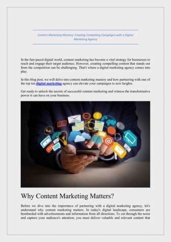 Content Marketing Mastery Creating Compelling Campaigns with a Digital ...