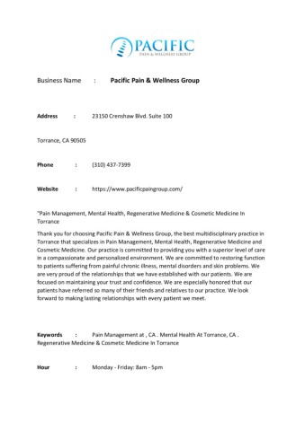 Pacific Pain & Wellness Group - pacificpaingroupca - Page 1 - 1 | Flip ...