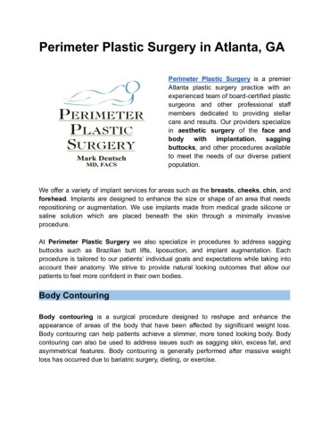 All about Perimeter Plastic Surgery