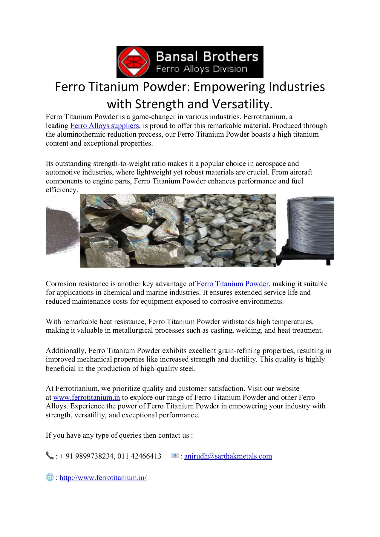 Ferro Titanium Powder - Ferro Titanium - Page 1 - 2 | Flip PDF Online ...
