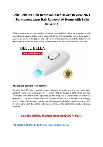 Belle Bella IPL Hair Removal Laser Device - Does it truly work? Buy Now