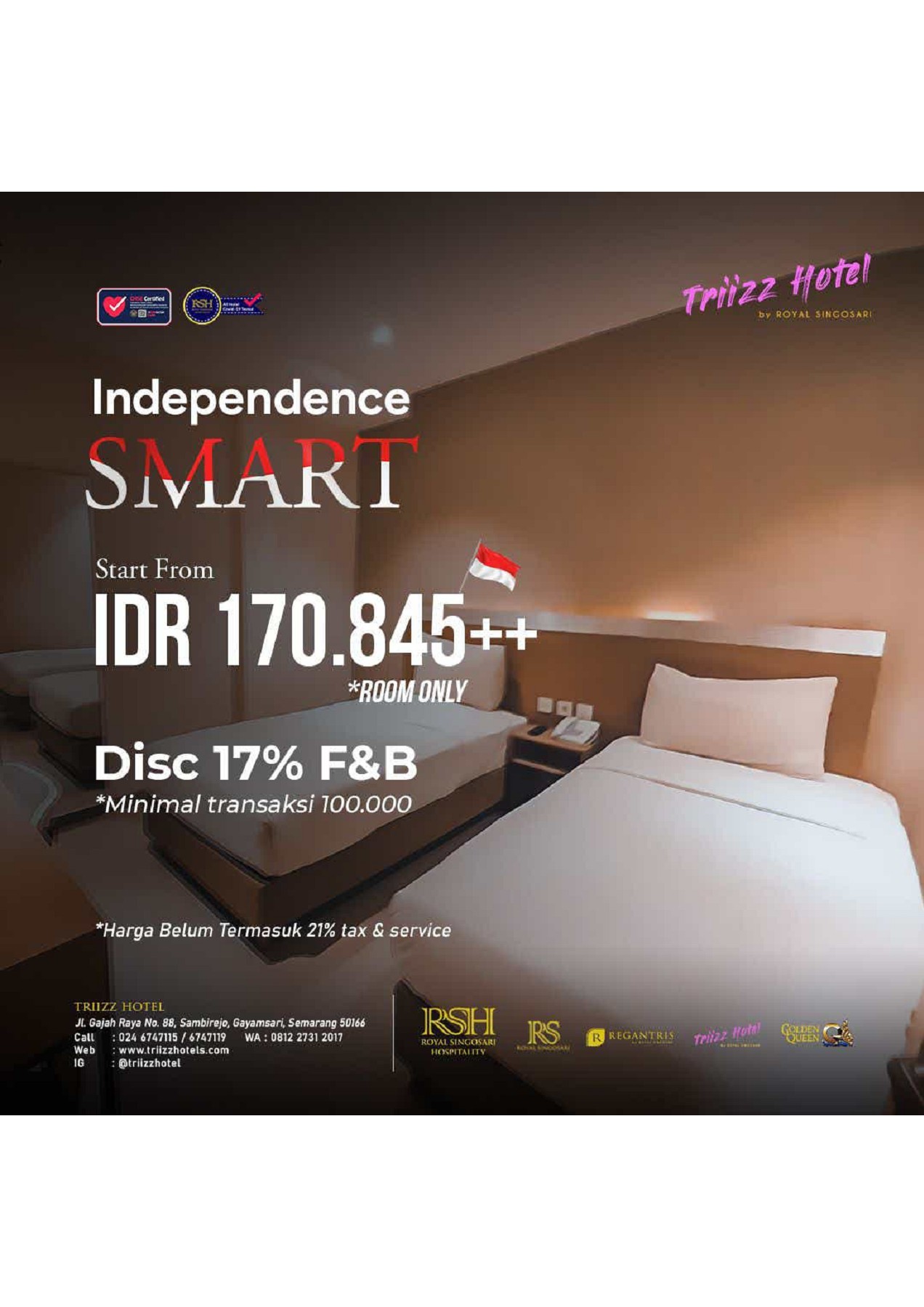 Room Promo on August 2021 - Triizz Hotel Semarang by Royal Singosari ...