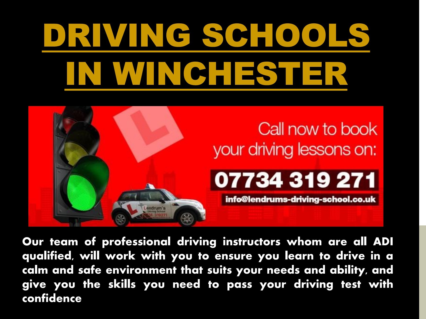Automatic driving lesson in Winchester - Automatic driving lesson in ...