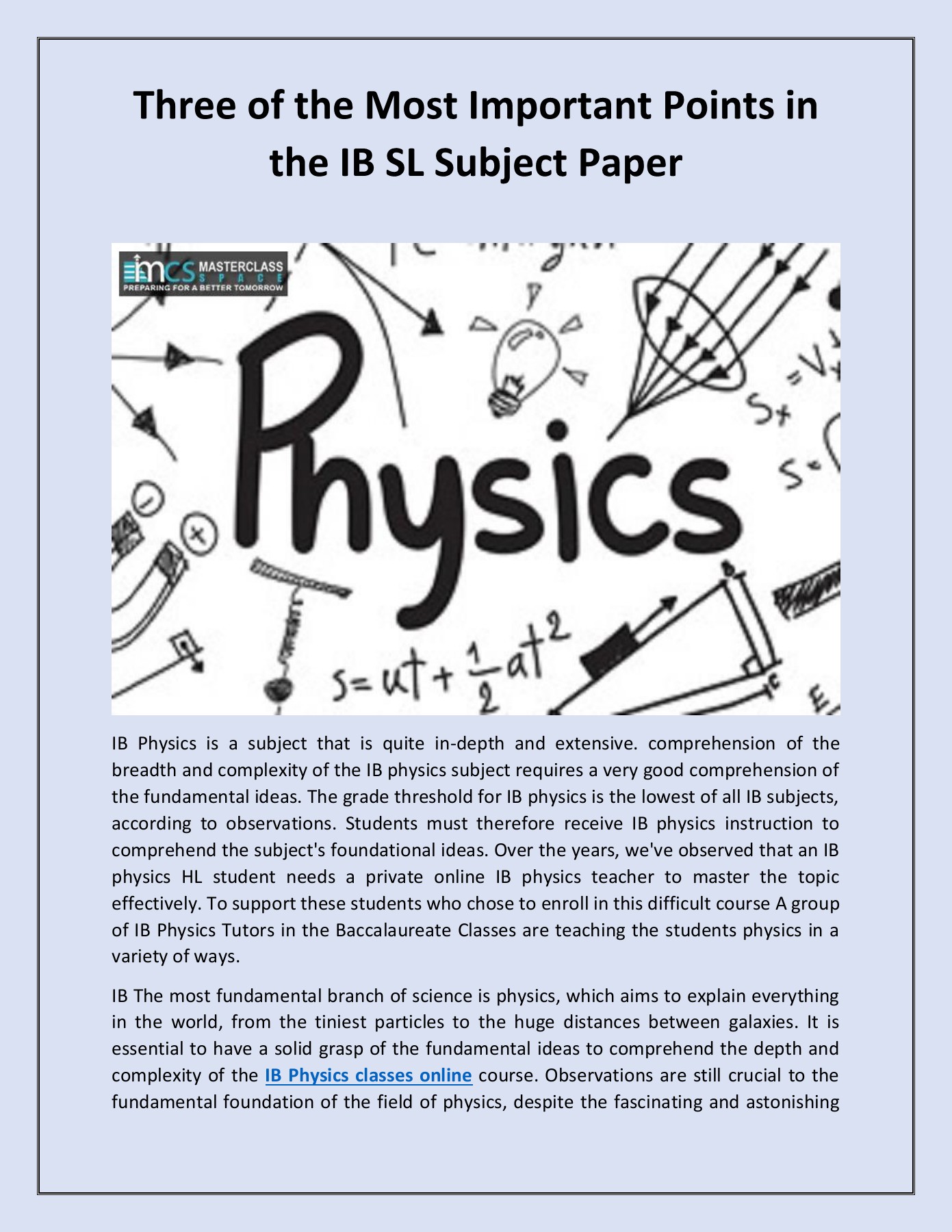 IB SL Subject Paper - Masterclass Space - Page 1 - 4 | Flip PDF Online ...