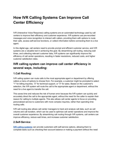 How IVR Calling Systems Can Improve Call Center Efficiency.docx