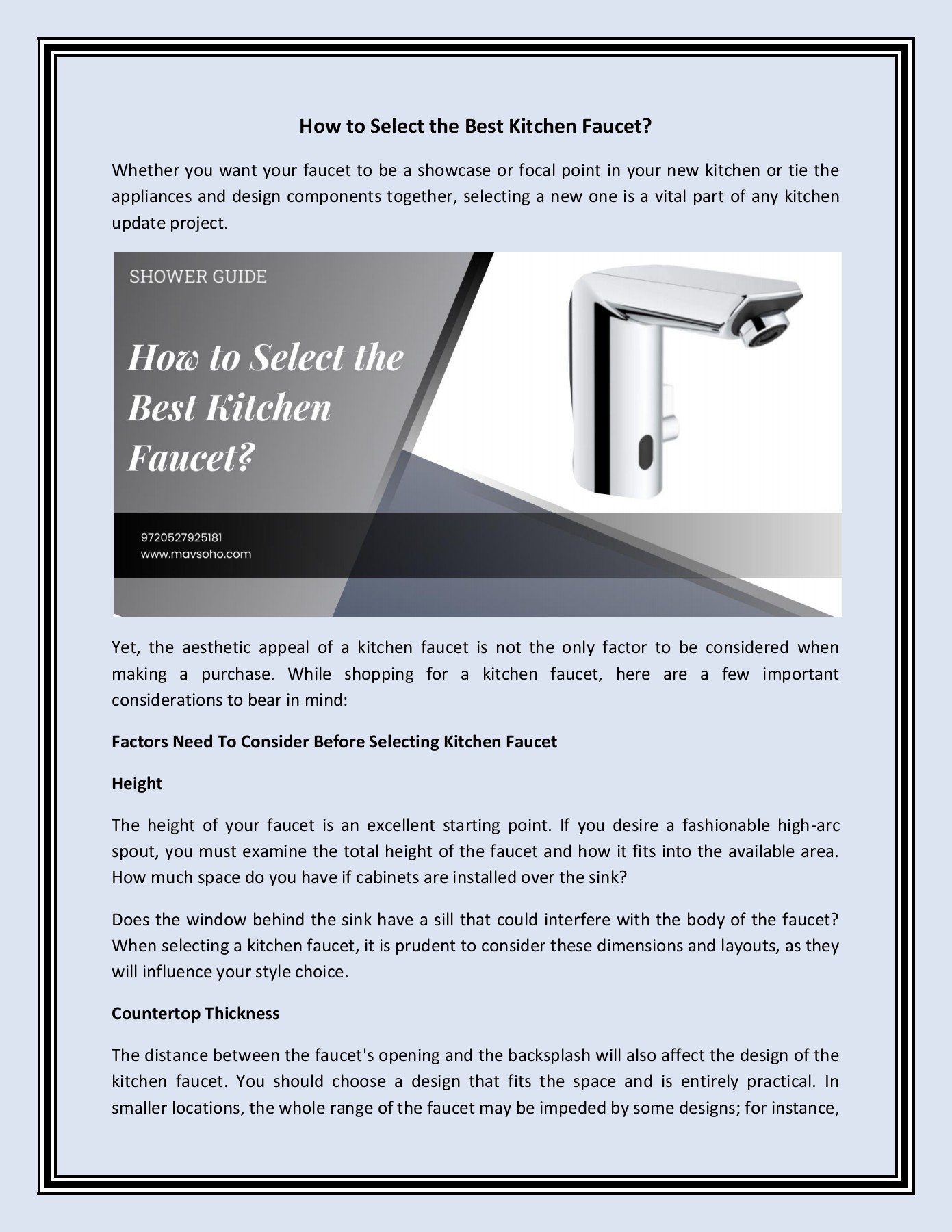 How to Select the Best Kitchen Faucet - Wasim Farhat - Page 1 - 2 ...