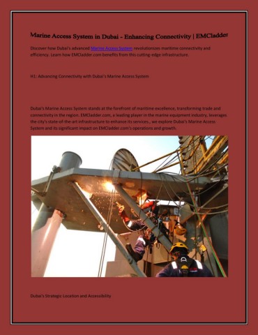 Marine Access System in Dubai - Enhancing Connectivity