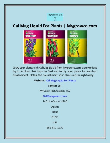 Cal Mag Liquid For Plants Mygrowco - MyGrow Technologies LLC - Page 1 ...