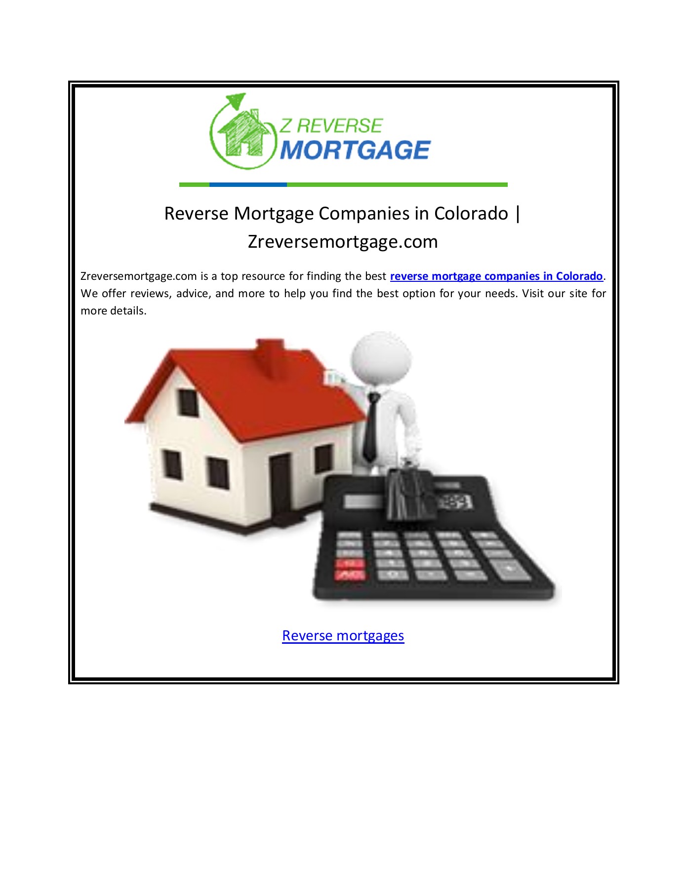 Reverse Mortgage Companies in Colorado | Zreversemortgage.com - Z ...