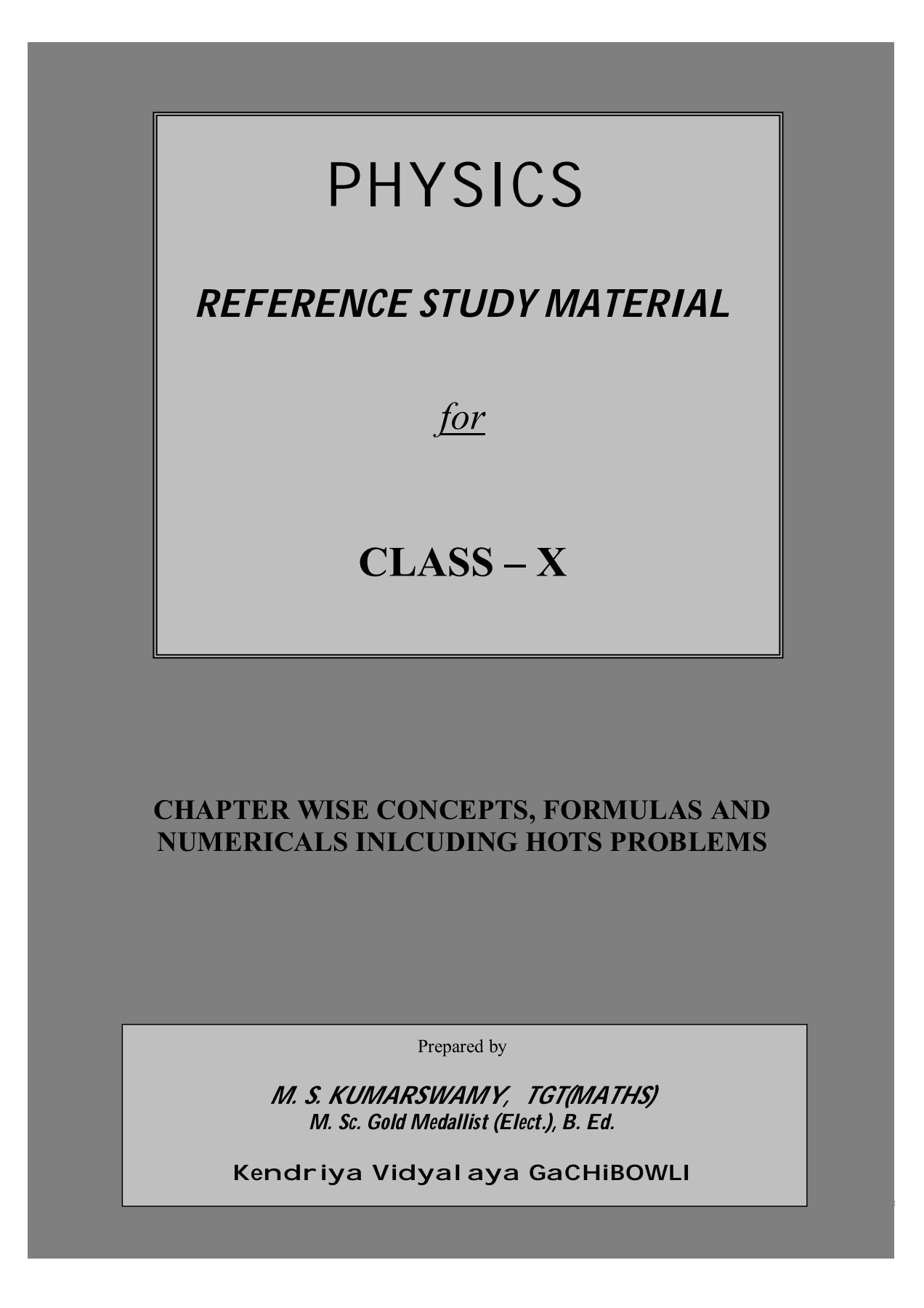 physics-class-x - amokshajosain - Page 1 - 177 | Flip PDF Online | PubHTML5