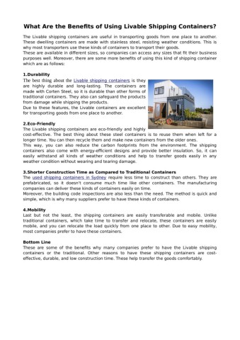 What Are the Benefits of Using Livable Shipping Containers - Shipping ...