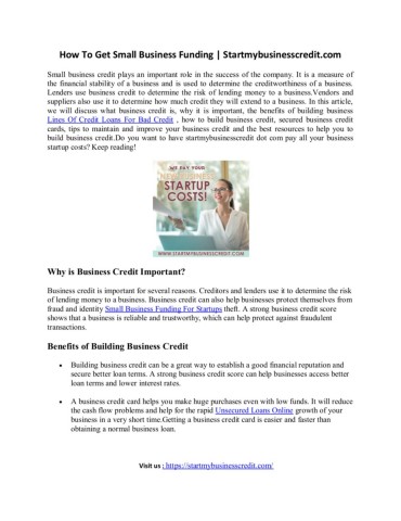How To Get Small Business Funding Startmybusinesscredit.com